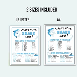 What's Your Shark Name Game Printable Shark Party Game Shark Week Game ...