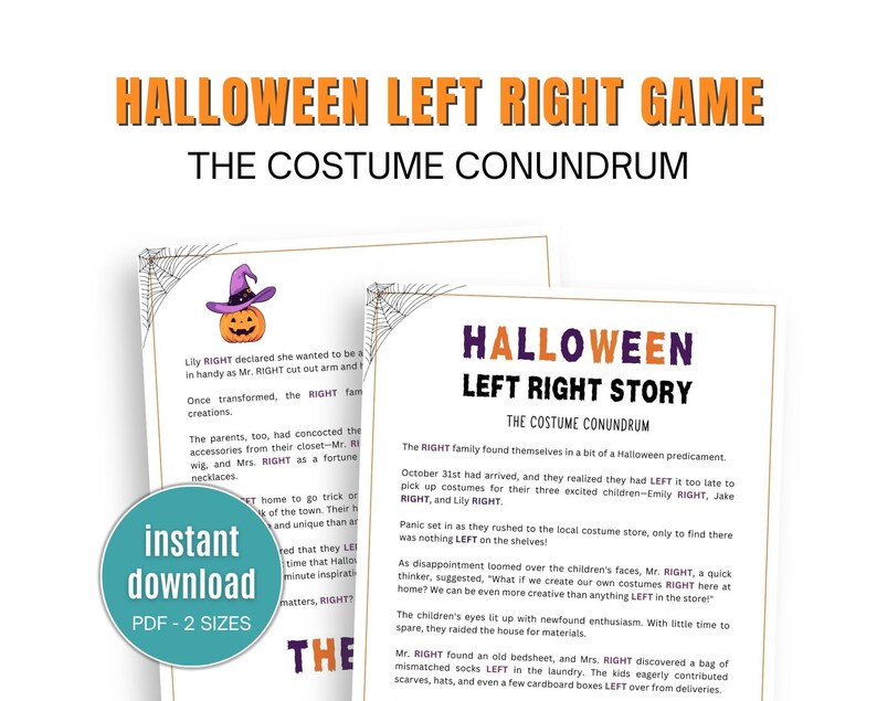 Halloween Left Right Game for Kids, Printable Halloween Game for Kids ...