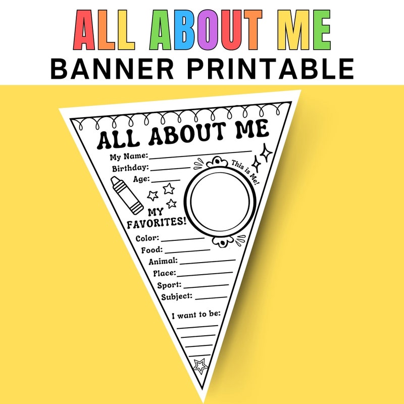 All About Me Pennant - Etsy
