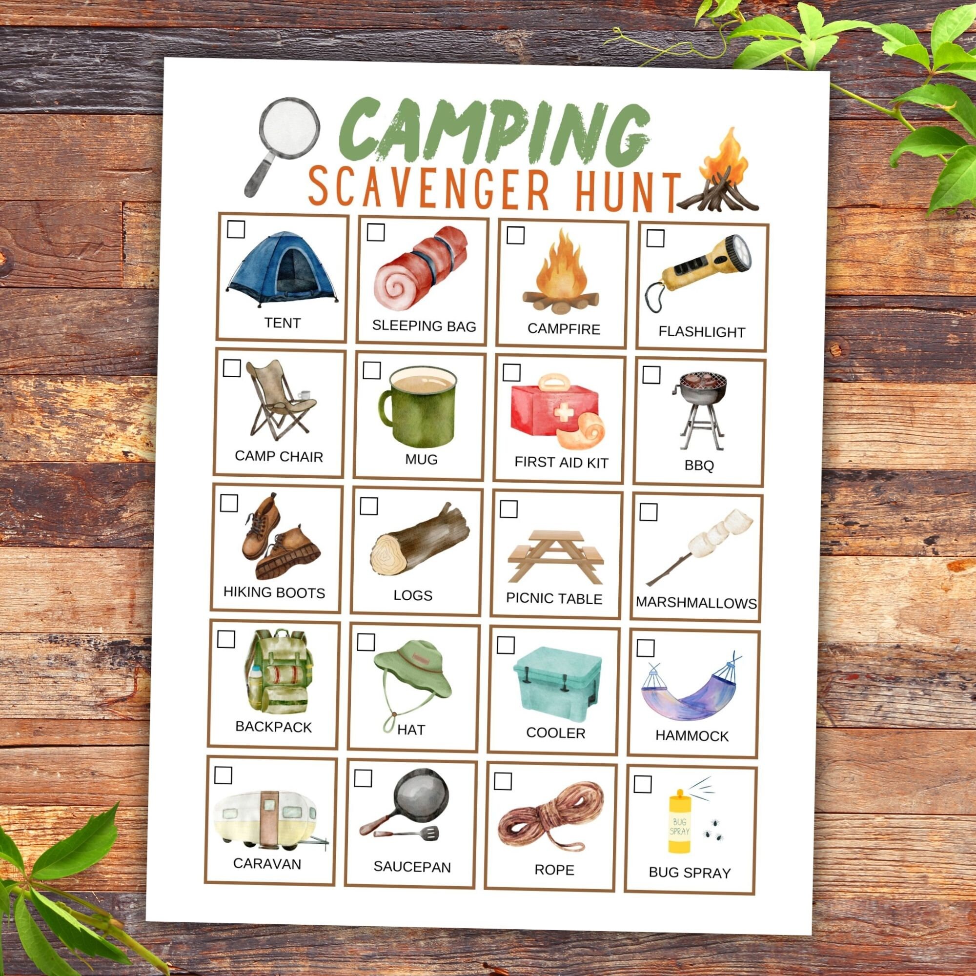 Camping Scavenger Hunt Printable for Kids Nature Scavenger Hunt Camping ...