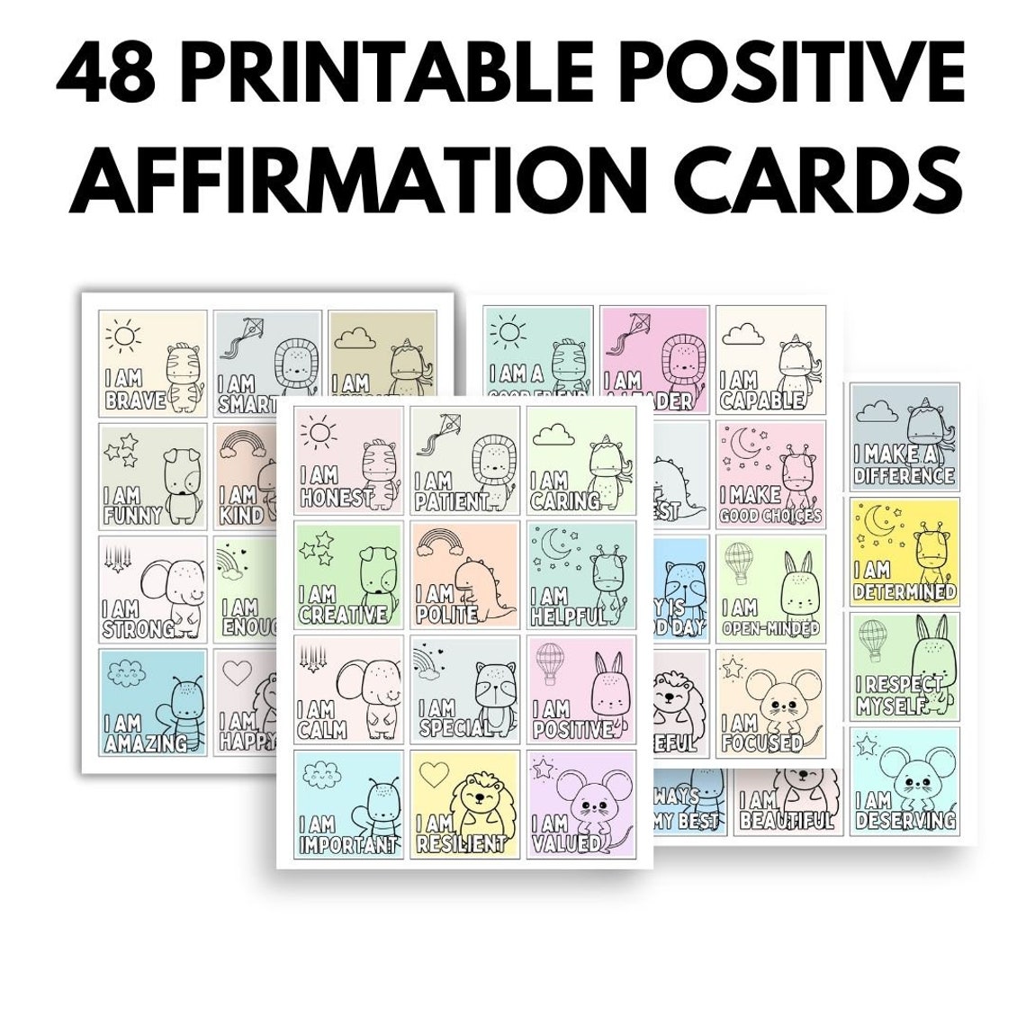 Positive Affirmation Cards for Kids Printable Affirmation Cards ...