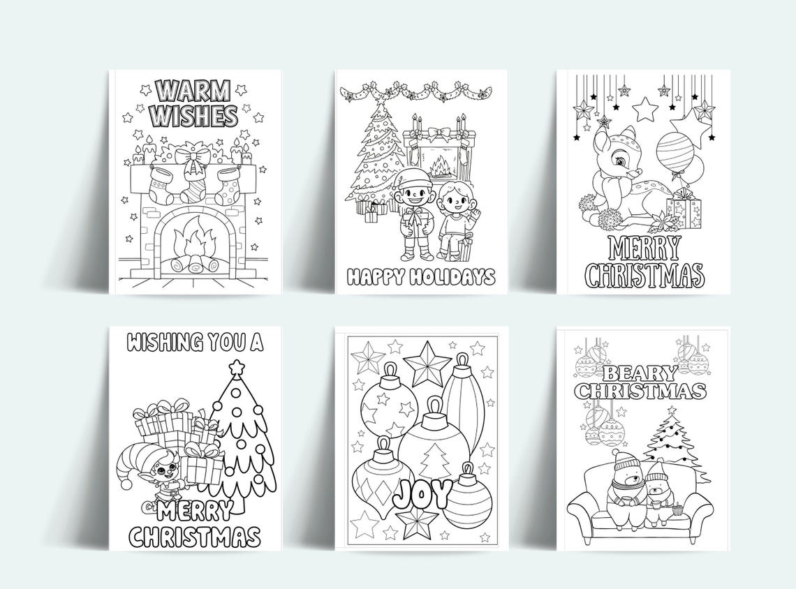 Christmas Coloring Cards for Kids Printable Christmas Cards Christmas ...