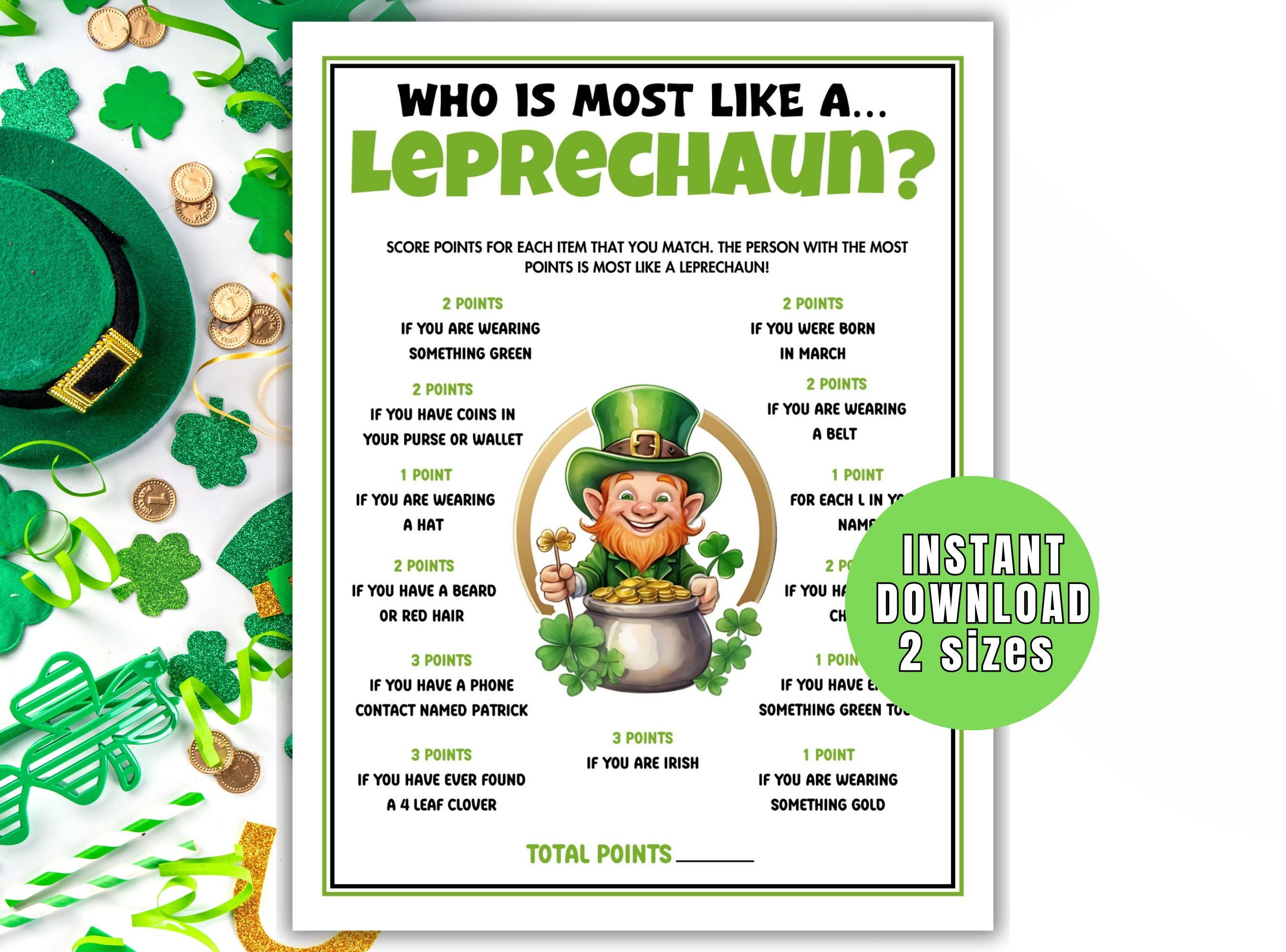 Who is Most Like A Leprechaun Game Printable St Patricks Day Game St ...