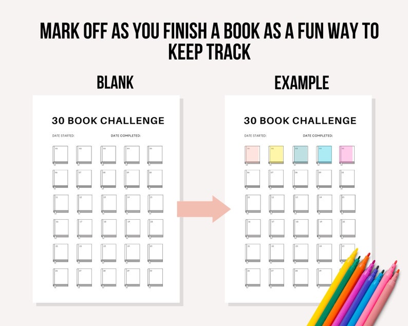 30 Book Reading Challenge Printable Book Tracker, Book Reading Log ...