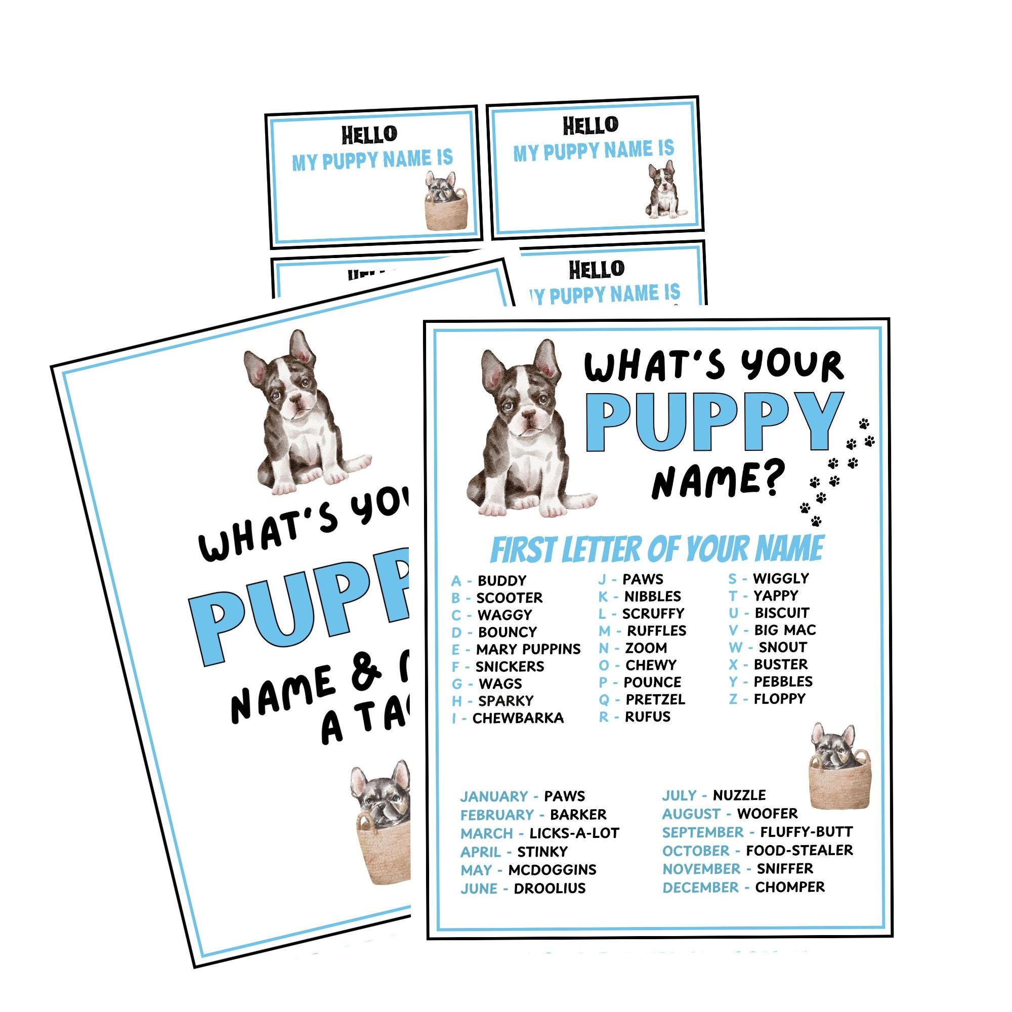 What's Your Puppy Name Party Game Printable Puppy Party Game Puppy Name ...