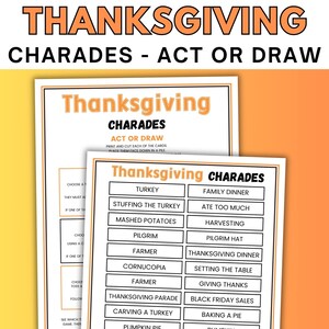 Thanksgiving Charades Game Printable Thanksgiving Game Family ...
