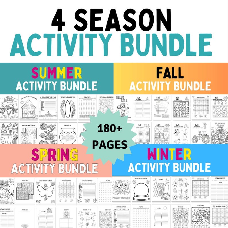 Seasonal Activity Bundle Printable Seasonal Activities Printable 4 ...