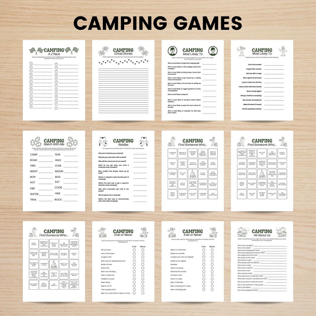 Camping Games Bundle Printable Camping Games Kids Adults Camping ...
