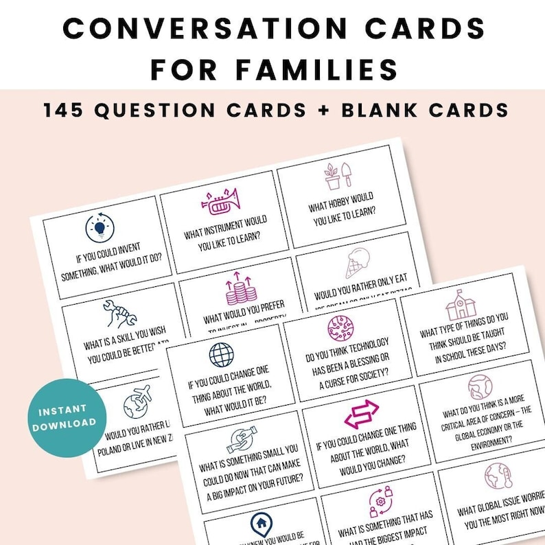 Family Question Cards, Family Conversation Cards, Conversation Starters ...