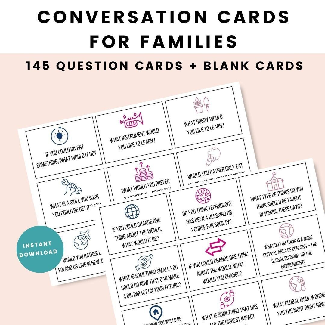 Family Question Cards, Family Conversation Cards, Conversation Starters ...