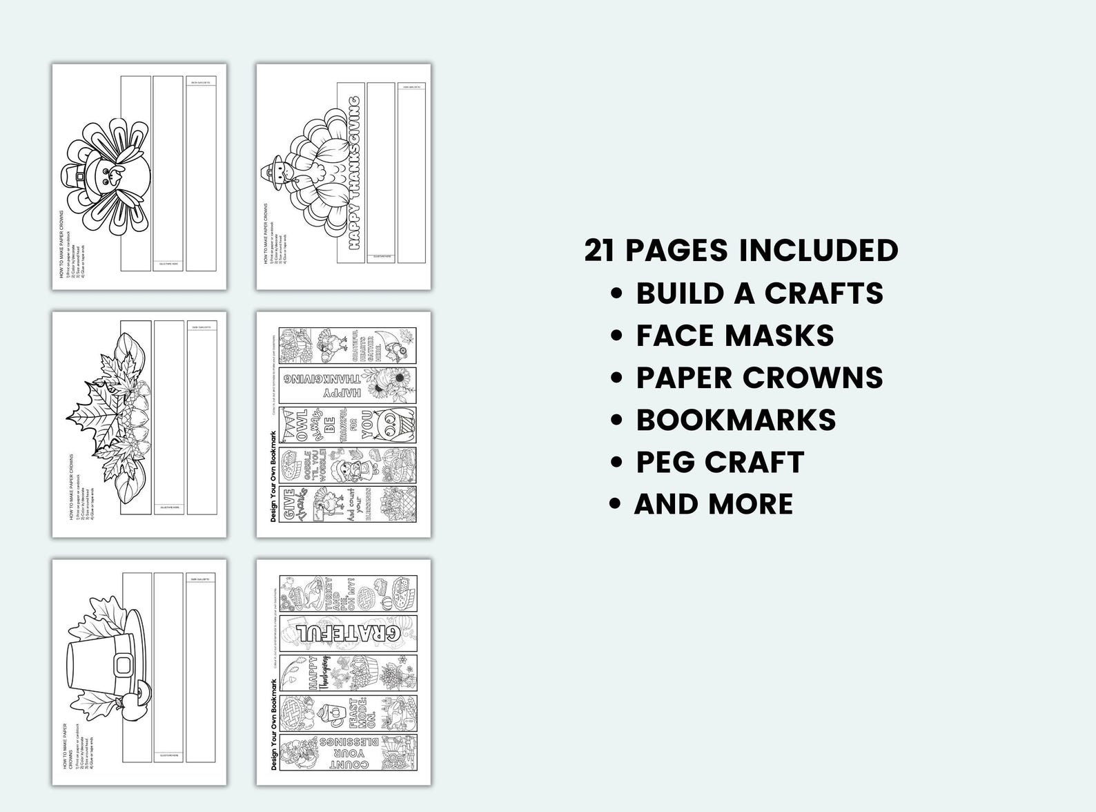 Thanksgiving Craft Bundle Printable Thanksgiving Activity Sheets ...