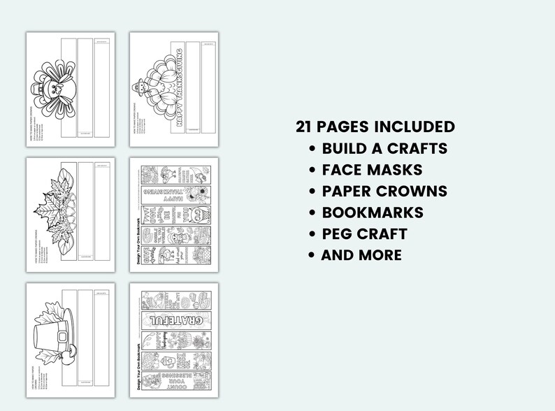 Thanksgiving Craft Bundle Printable Thanksgiving Activity Sheets ...