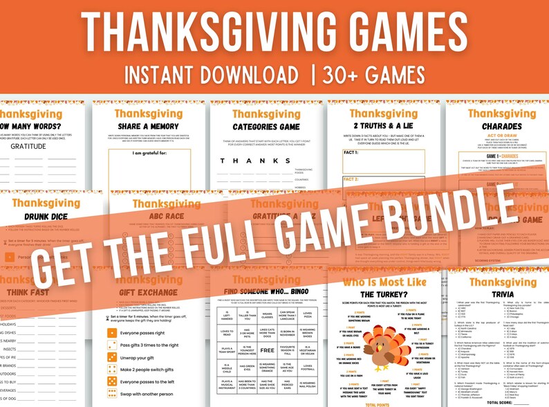 Thanksgiving Find the Guest Bingo Printable Thanksgiving Game ...