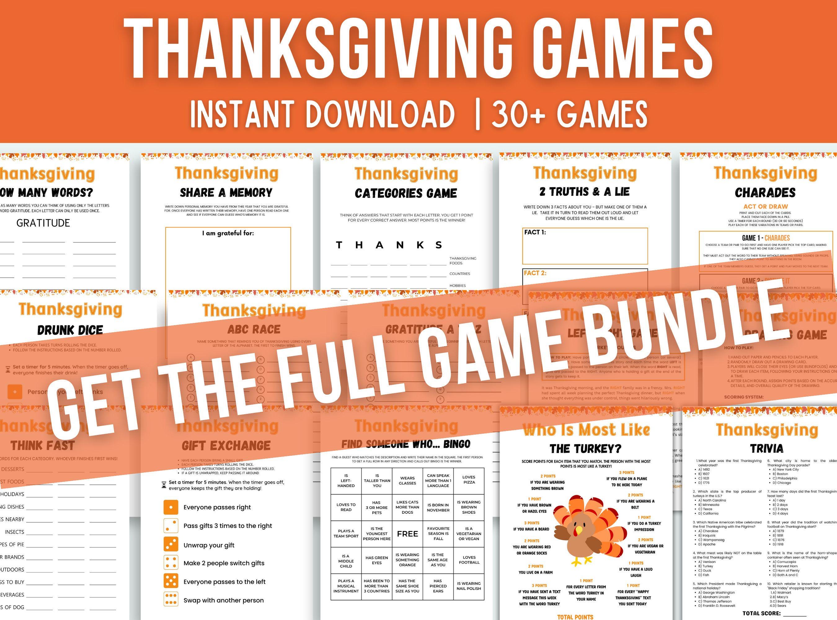 Thanksgiving Find the Guest Bingo Printable Thanksgiving Game ...