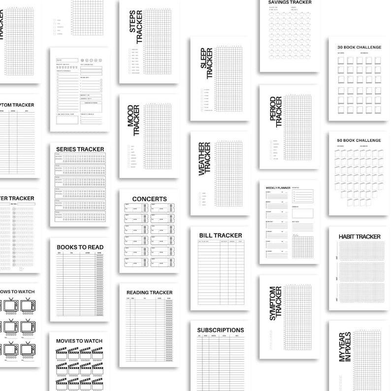 Bullet Journal Pages Bundle Printable A5 Journal Pages Habit Tracker ...