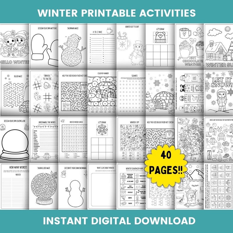 Winter Wonderland Activity Page - Etsy