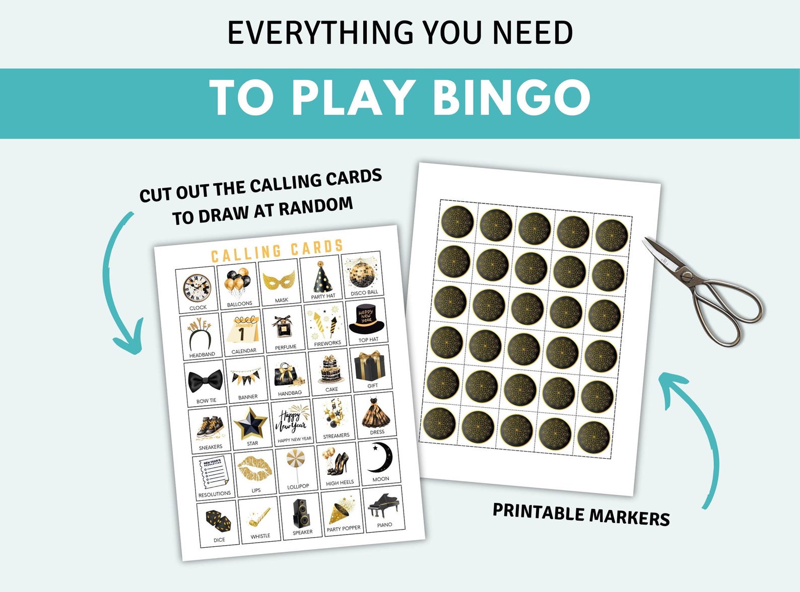 New Years Bingo Game Printable New Years Games NYE Bingo New Year's Eve ...