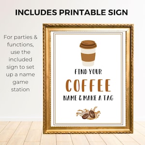 What's Your Coffee Name Party Game Printable Coffee Party Game Coffee ...