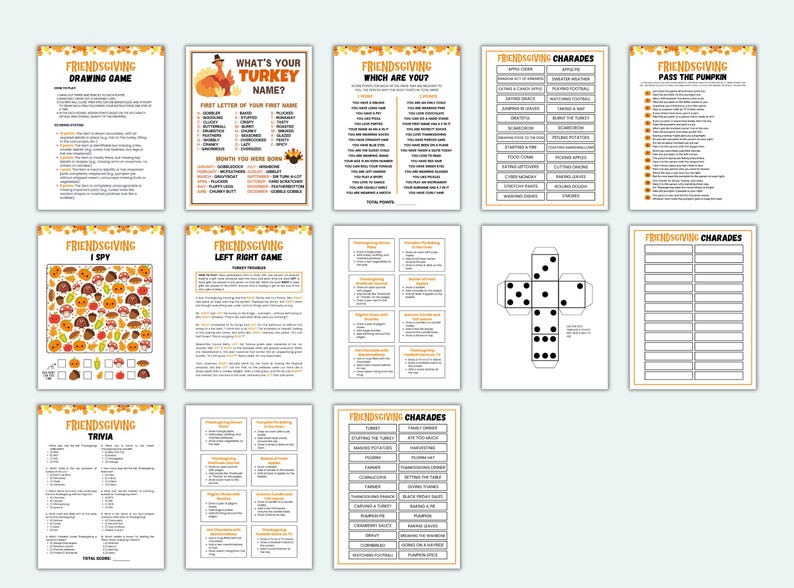 Friendsgiving Game Bundle Printable Friendsgiving Games Thanksgiving ...