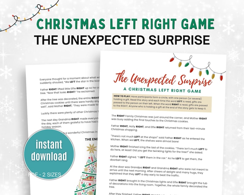 Left Right Christmas Game, Left Right Gift Exchange Game, Christmas ...