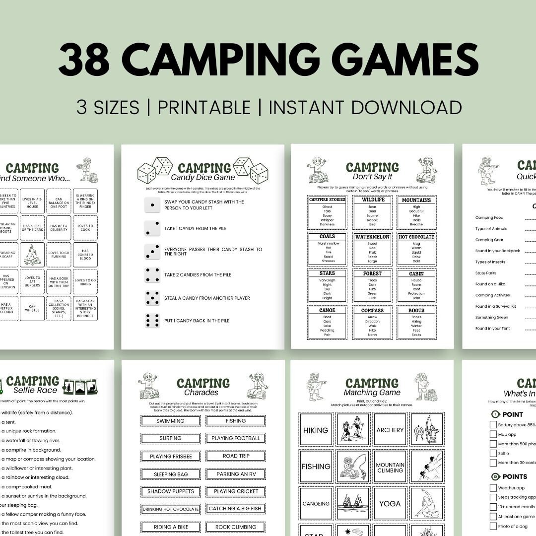 Camping Games Bundle Printable Camping Games Kids Adults Camping ...