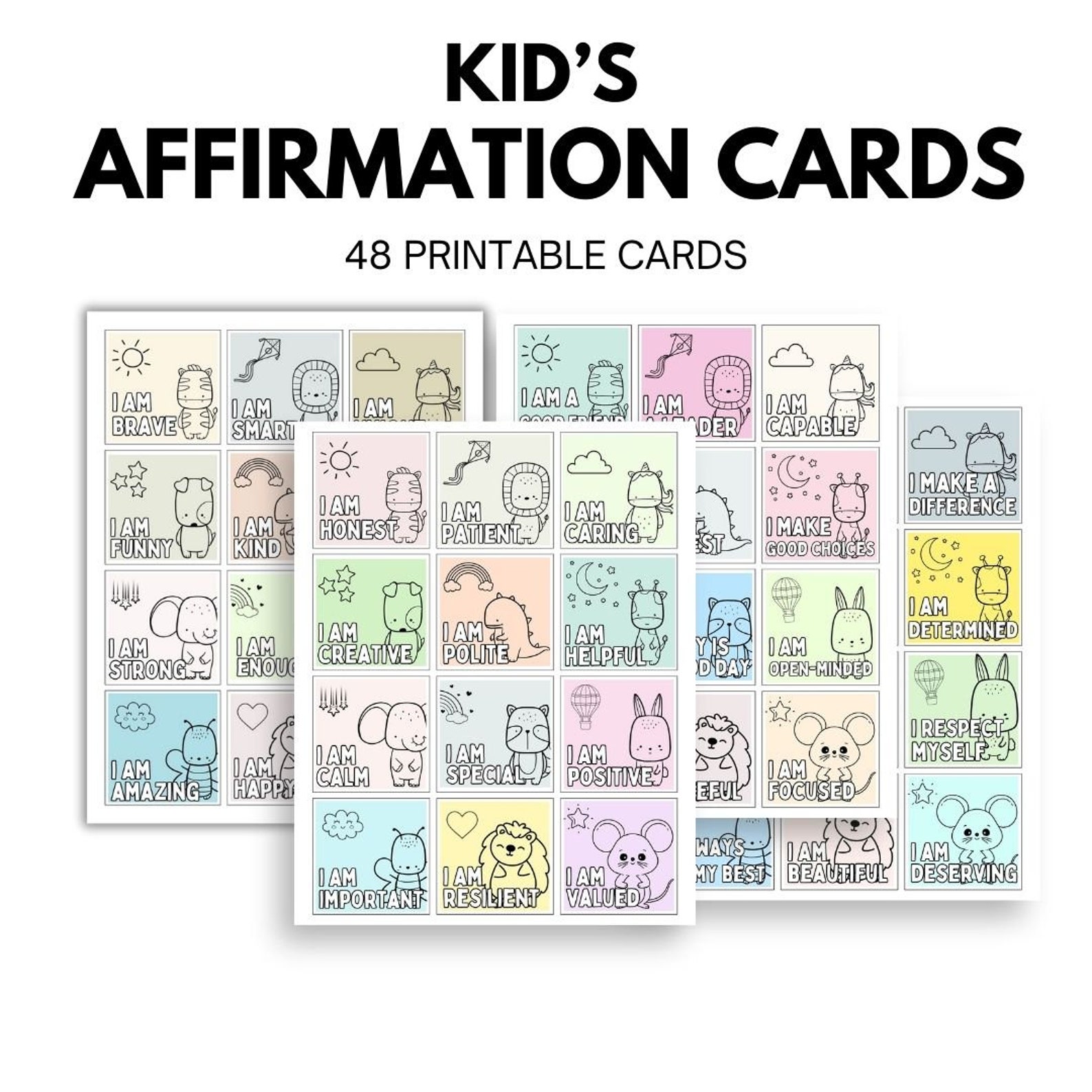Positive Affirmation Cards for Kids Printable Affirmation Cards ...