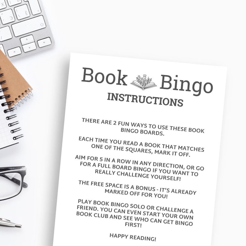 Book Bingo Printable Book Bingo Challenge Reading Challenge Book Club ...
