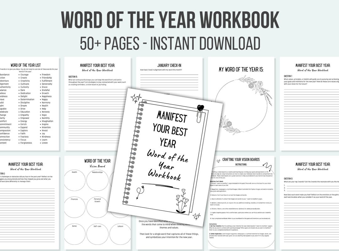 Word of the Year Workbook Printable Word of the Year Ideas Activity One ...