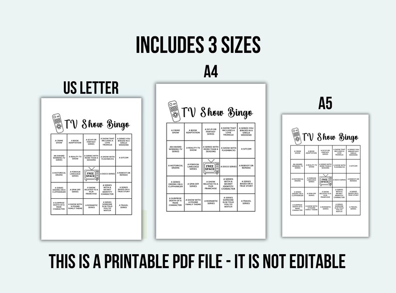 TV Show Bingo Printable TV Show Tracker Bujo TV Bingo Challenge Tv ...
