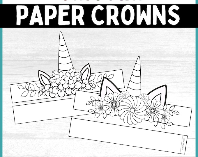 Unicorn Paper Crown COLOR YOUR OWN Printable - Etsy