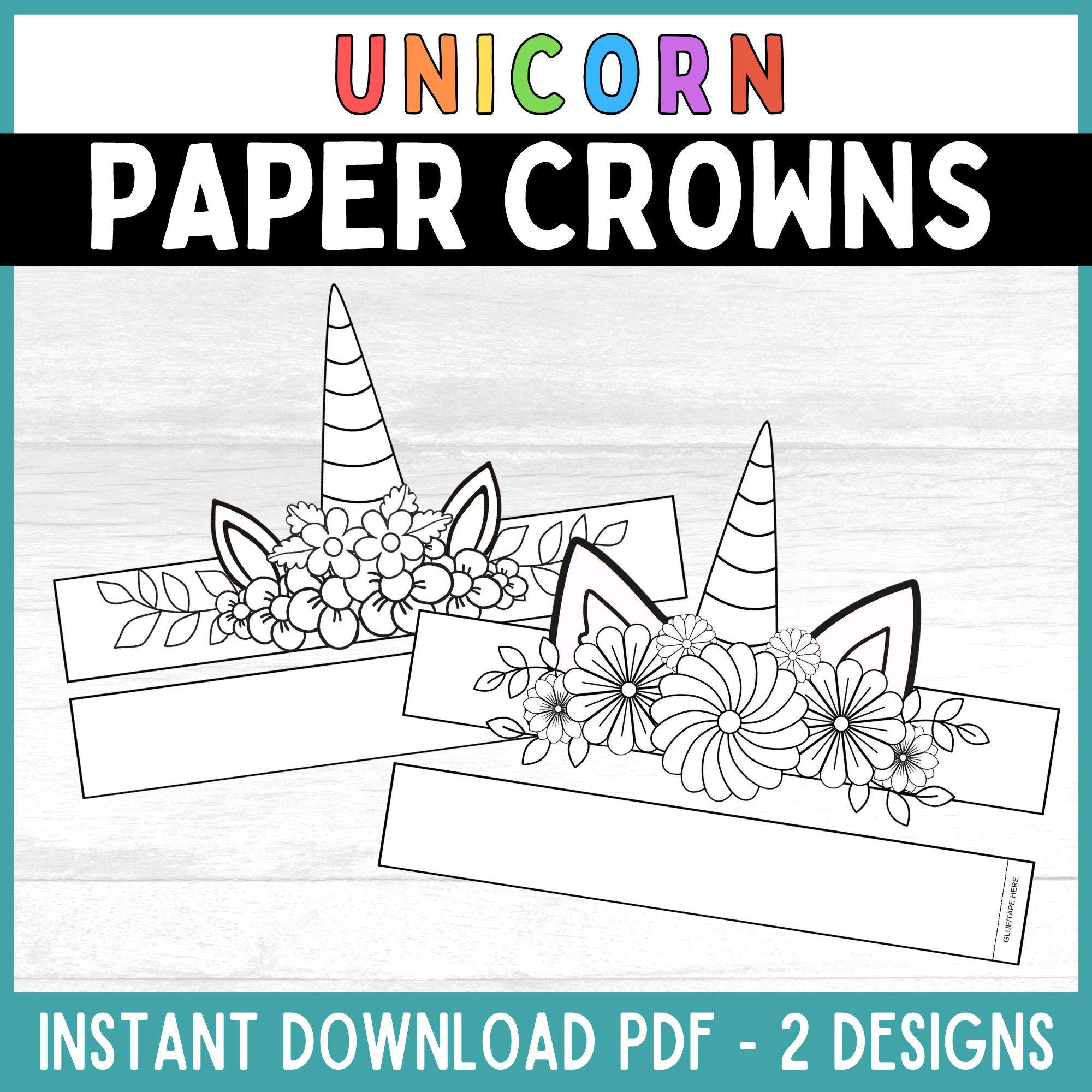 Unicorn Paper Crown Printable Unicorn Crown Unicorn Horn Coloring ...