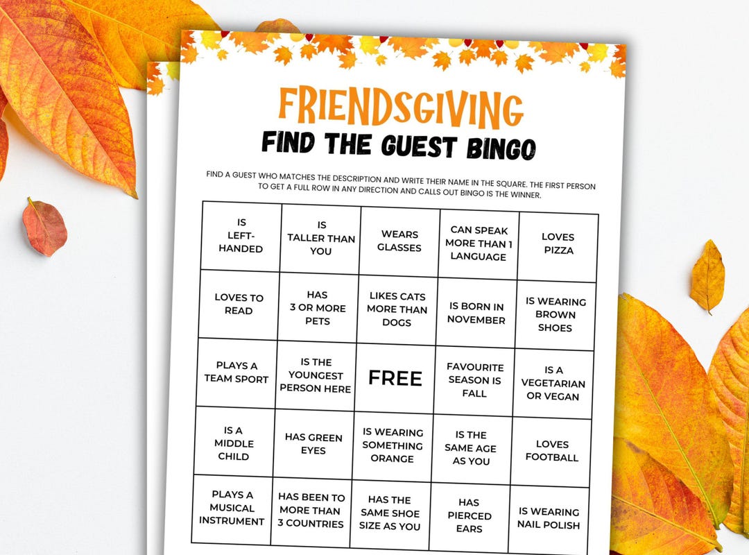Friendsgiving Find the Guest Bingo Printable Thanksgiving Game ...