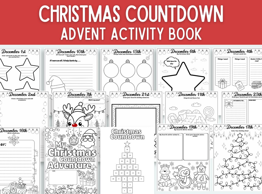 Christmas Countdown Activity Book Advent Activity Book Advent Countdown ...