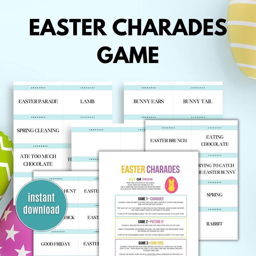 Easter Charades Game Printable Easter Act or Draw Game for Kids Fun ...