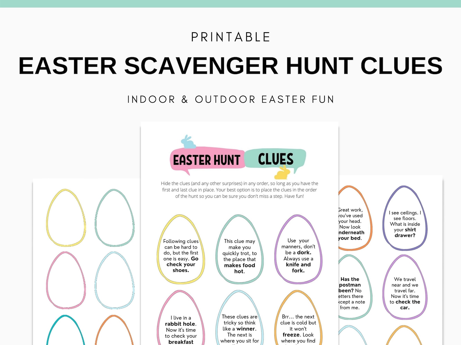 Easter Scavenger Hunt Clues Printable Easter Treasure Hunt Indoor ...