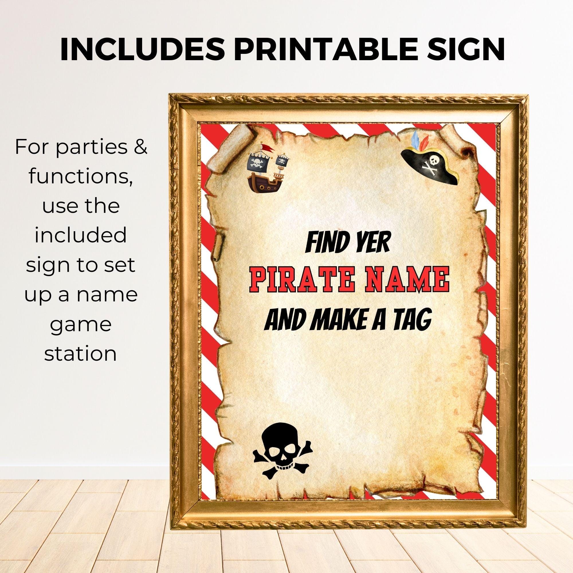 What's Your Pirate Name Party Game Printable Pirate Game Pirate Name ...
