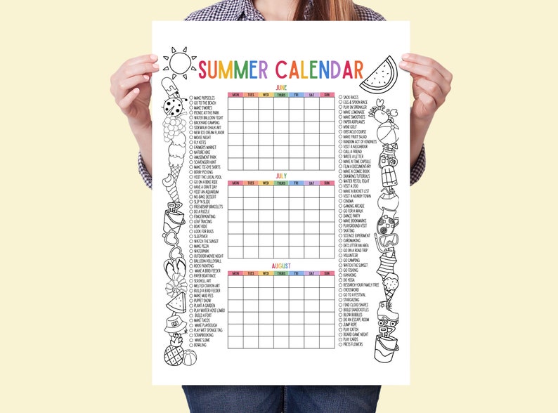 Printable Summer Calendar 2025 Summer Activities Calendar Summer ...