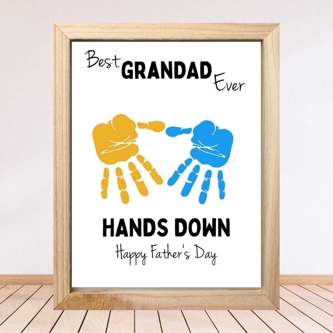 Grandad Father's Day Handprint Art Printable Grandad Card for Father's ...