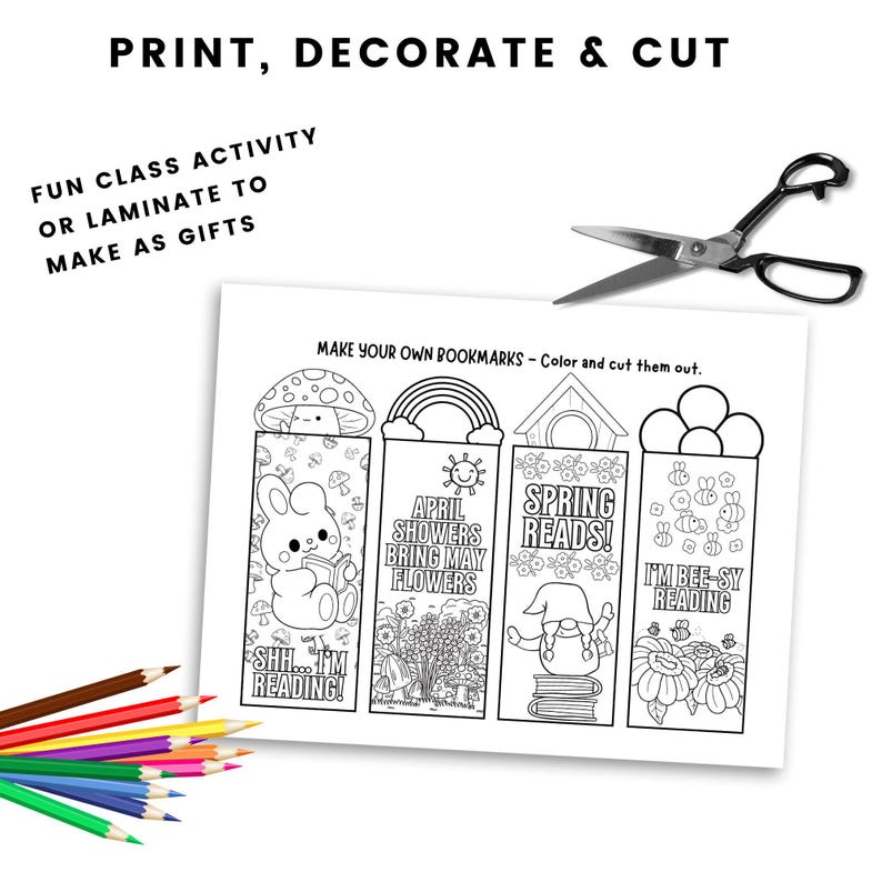 Spring Bookmarks Printable Coloring Bookmarks for Kids Printable Spring ...