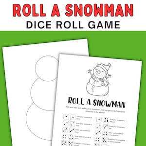 Christmas Roll A Snowman Game Printable Christmas Dice Game Build A ...