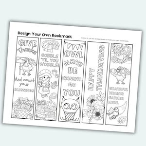 Thanksgiving Bookmarks Printable Coloring Bookmarks for Kids Printable ...
