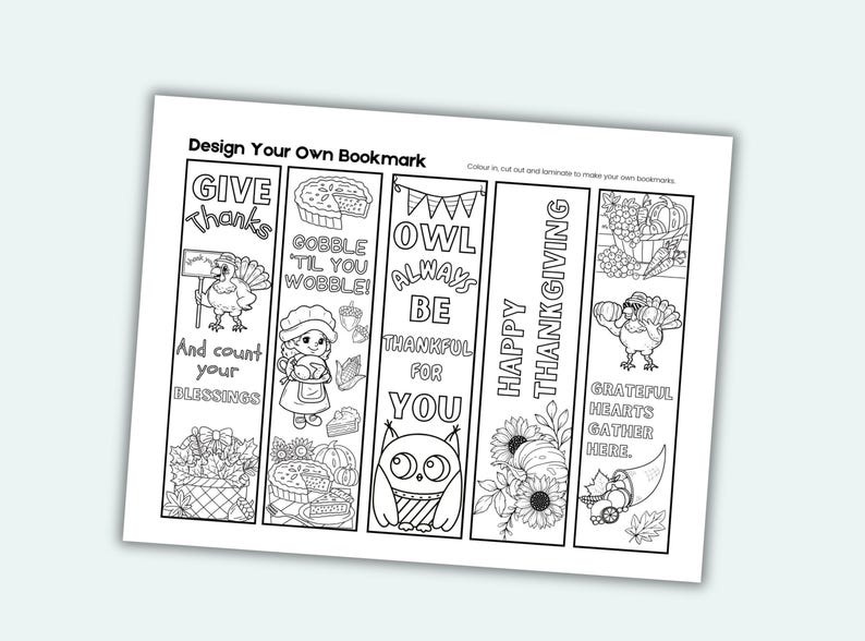 Thanksgiving Bookmarks Printable Coloring Bookmarks for Kids Printable ...