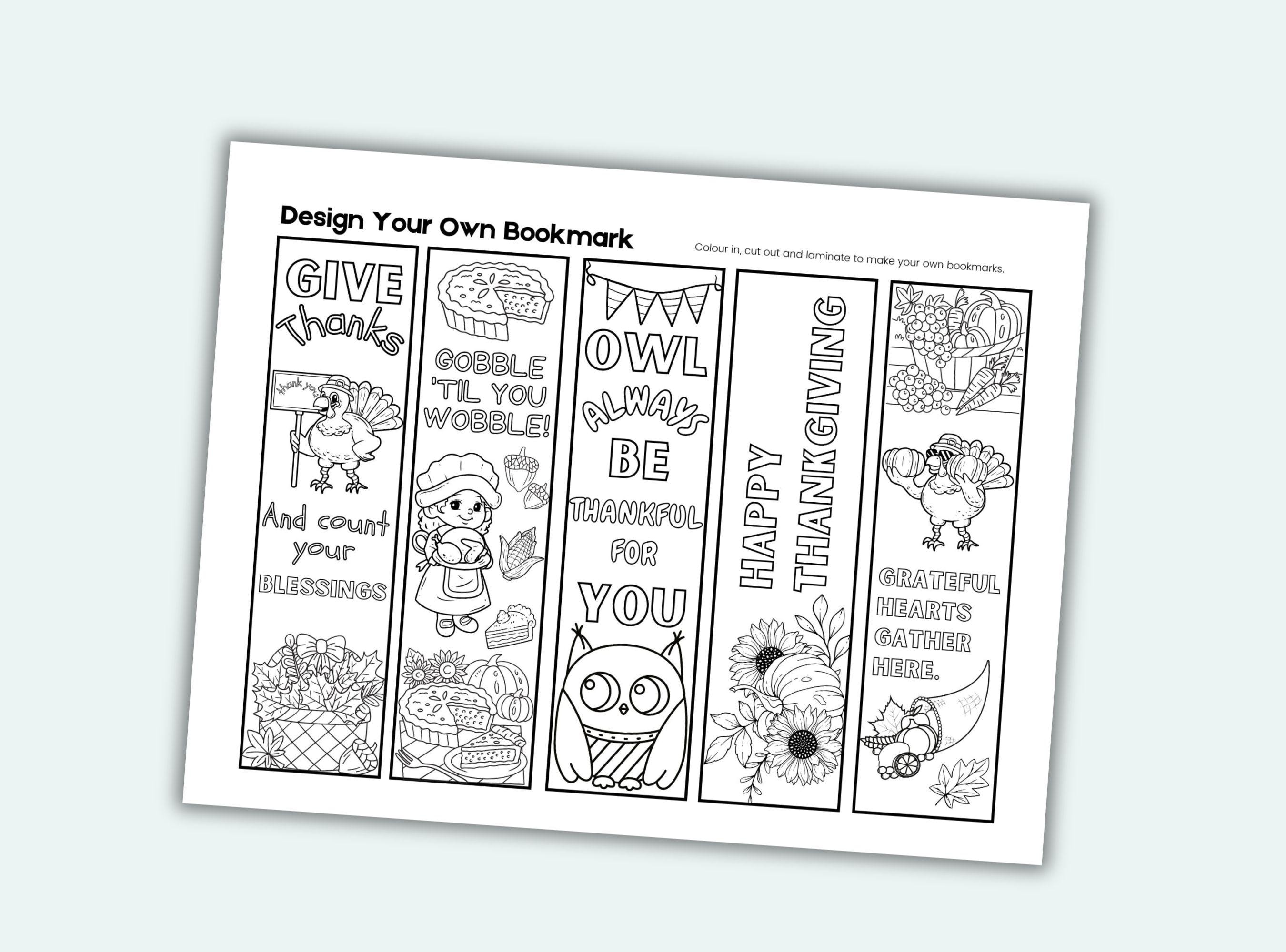 Thanksgiving Bookmarks Printable Coloring Bookmarks for Kids Printable ...
