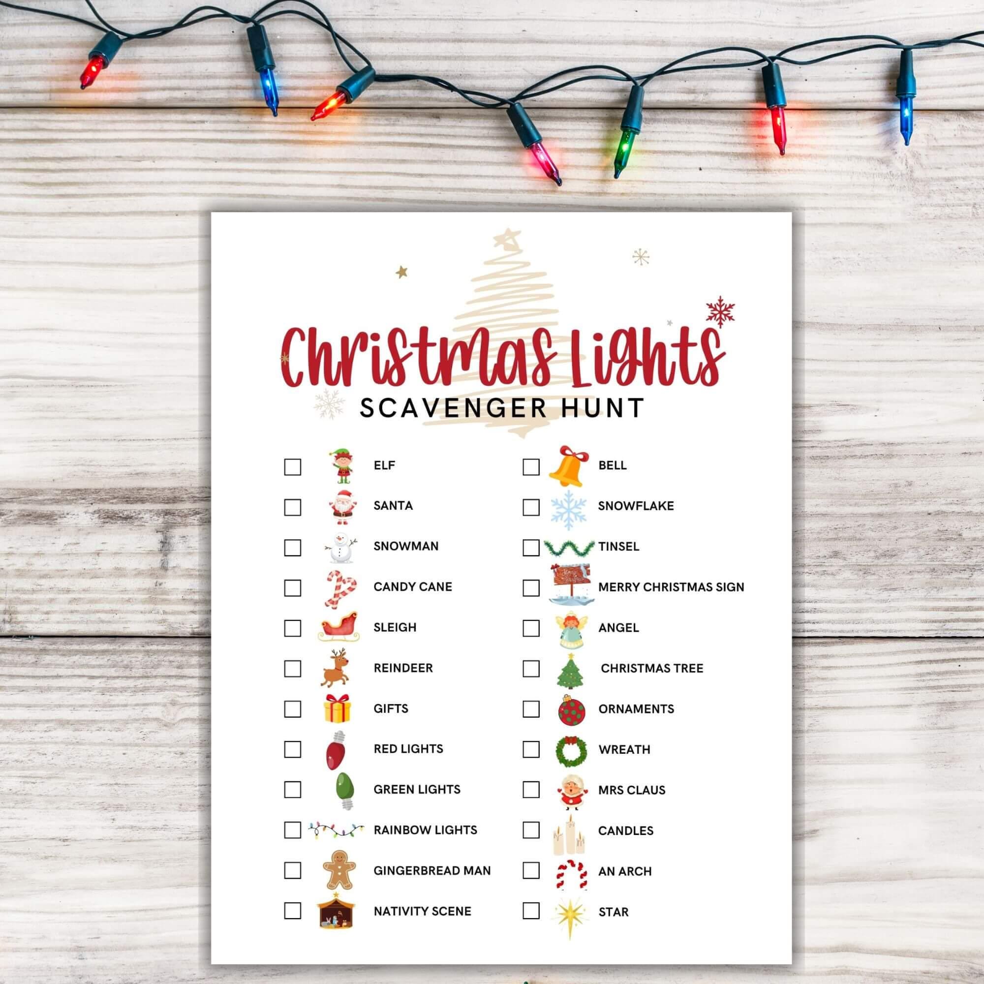 Christmas Lights Scavenger Hunt Printable Christmas Scavenger Hunt ...