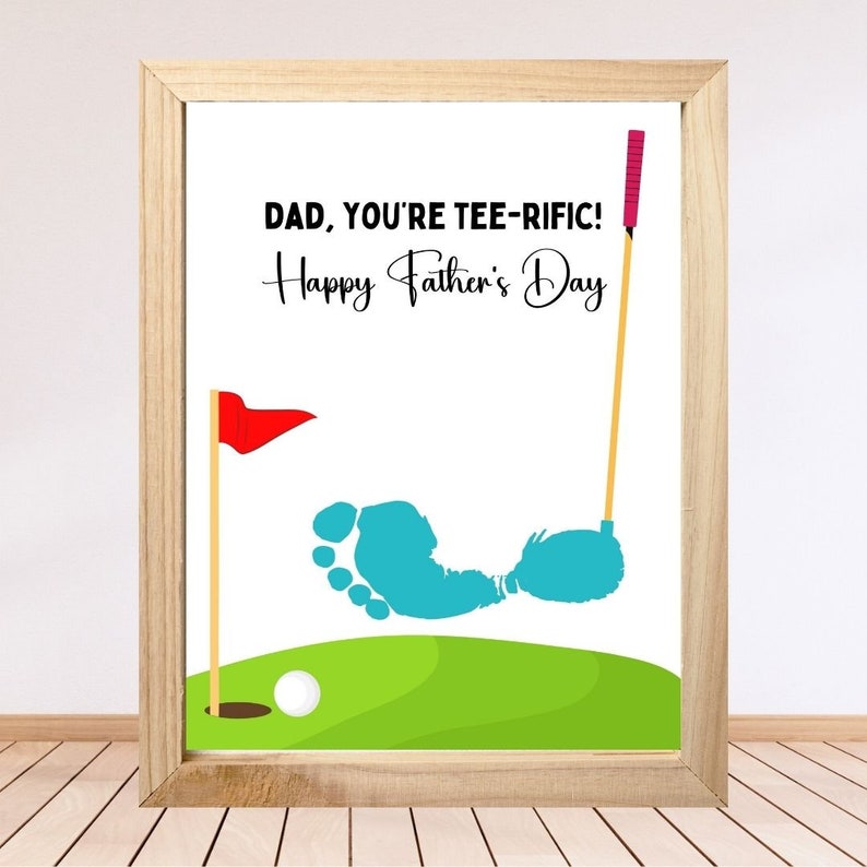 Father's Day Handprint Art Printable Father's Day Golf Card for Dad ...
