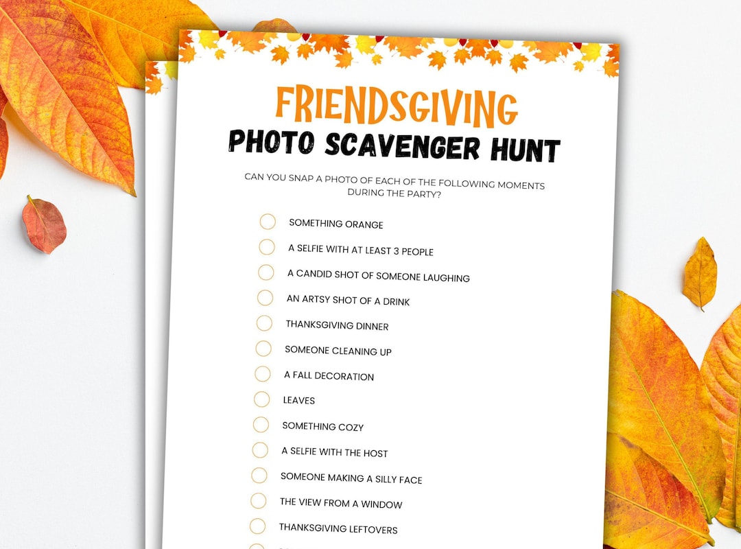 Friendsgiving Photo Scavenger Hunt Printable Thanksgiving Party Games ...