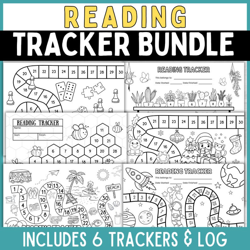 Reading Trackers for Kids Printable Kids Reading Tracker Bundle Reading ...