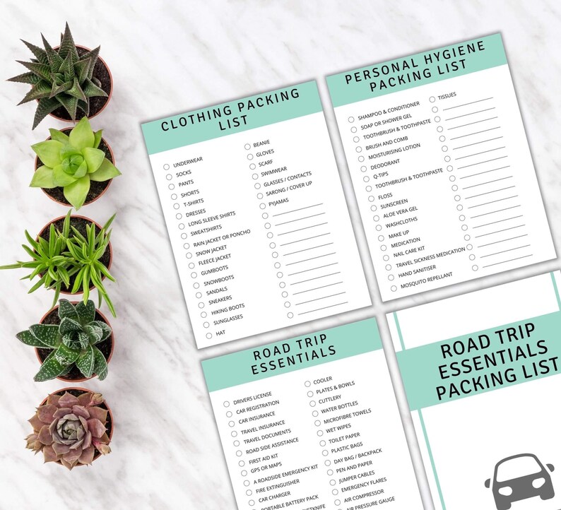 Road Trip Packing List Printable Family Road Trip Essentials Printable ...