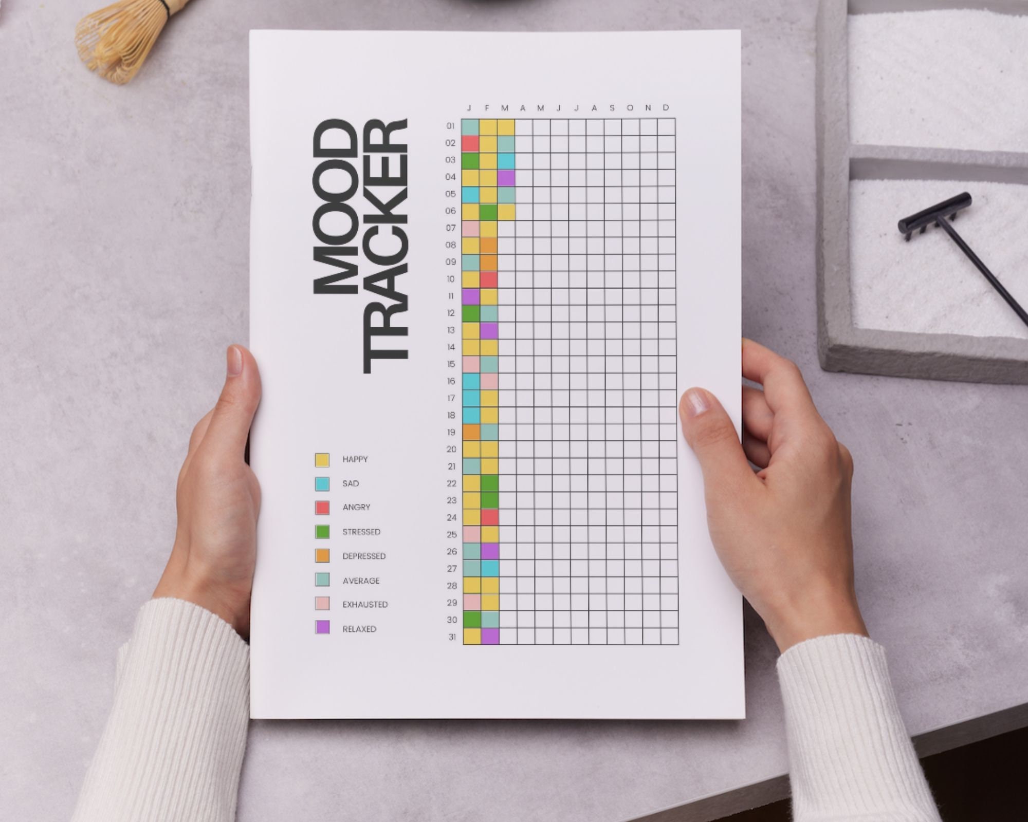 Mood Tracker Yearly, Printable Mood Log, Daily Mood Tracker, Mood in ...