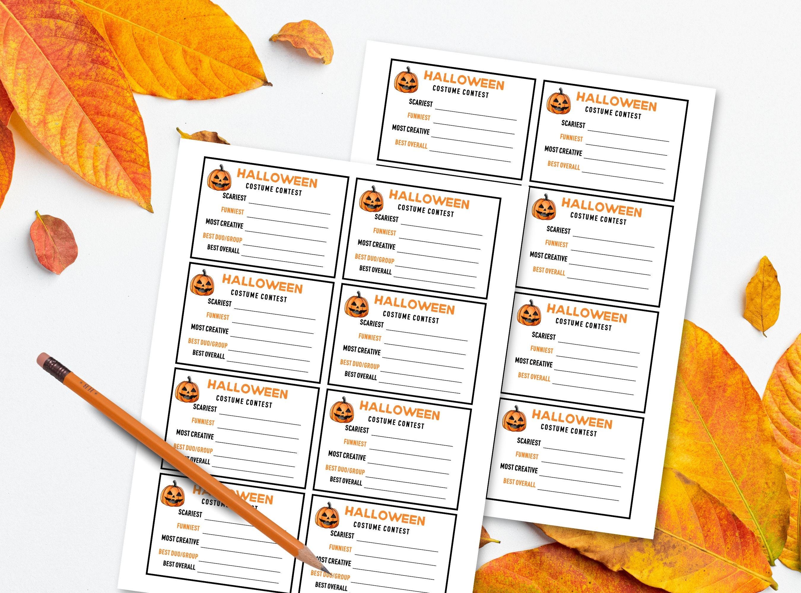 Halloween Costume Contest Voting Cards Printable Halloween Costume ...
